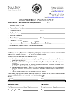 Fillable Online Special Exception Applicaton FORM Fax Email Print - pdfFiller