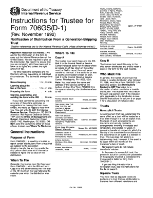 Fillable Online Instructions for Form 706-GS(D-1) Fax Email Print ...