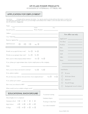 Fillable Online hfi fluid power products form Fax Email Print - pdfFiller