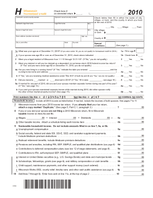 Fillable Online revenue wi h wisconsin homestead credit2010 form Fax ...