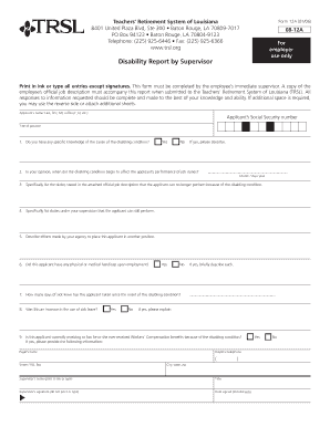Fillable Online trsl Disability Report by Supervisor - trsl Fax Email Print - pdfFiller