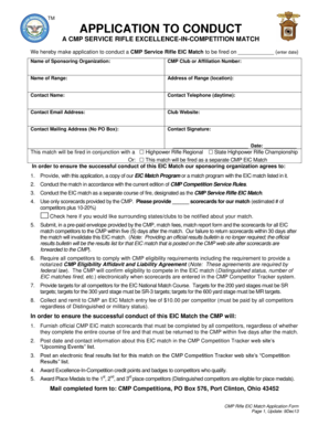 Fillable Online Application to Conduct a CMP Service Rifle Excellence ...