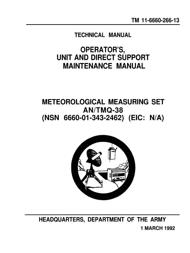 Fillable Online TECHNICAL MANUAL OPERATOR’S, UNIT AND DIRECT SUPPORT MAINTENANCE MANUAL ...