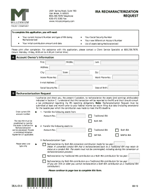 Fillable Online IRA RECHARACTERIZATION REQUEST Fax Email Print - pdfFiller