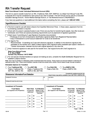 Fillable Online State Farm Mutual Funds® IRA Transfer Request Fax Email ...