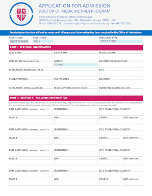 Fillable Online trinity school of medicine alpharetta georgia form Fax Email Print - pdfFiller
