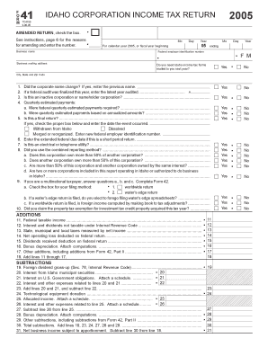 TC4105. Idaho Corporation Income Tx Rtn - Tax Idaho - Fill and Sign ...