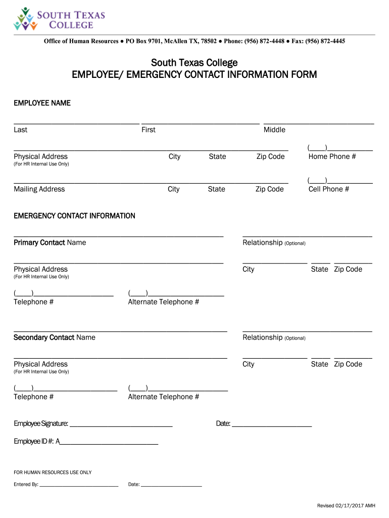 Emergency Contact Form Fill Online Printable Fillable Blank PdfFiller