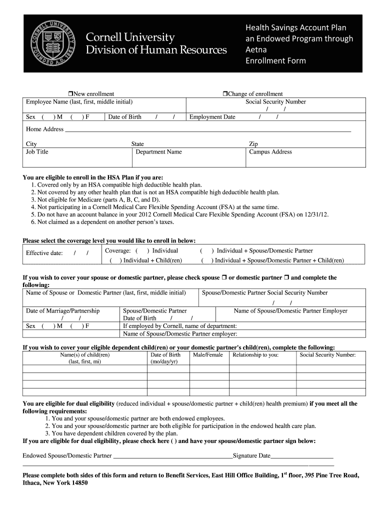 Fillable Online Health Savings Account Enrollment Fax Email Print - pdfFiller