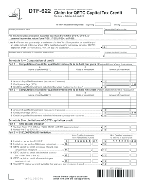 Form DTF-622: 2006: Claim For QETC Capital Tax Credit: DTF622 - Tax Ny ...