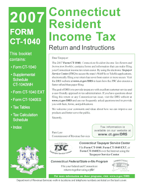 CT-1040 Booklet Connecticut Resident Income Tax Return And Instructions ...