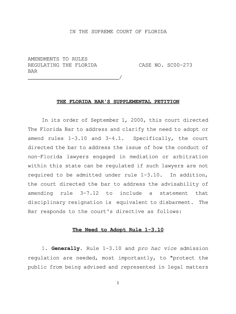 Fillable Online AMENDMENTS TO RULES REGULATING THE FLORIDA BAR Fax ...