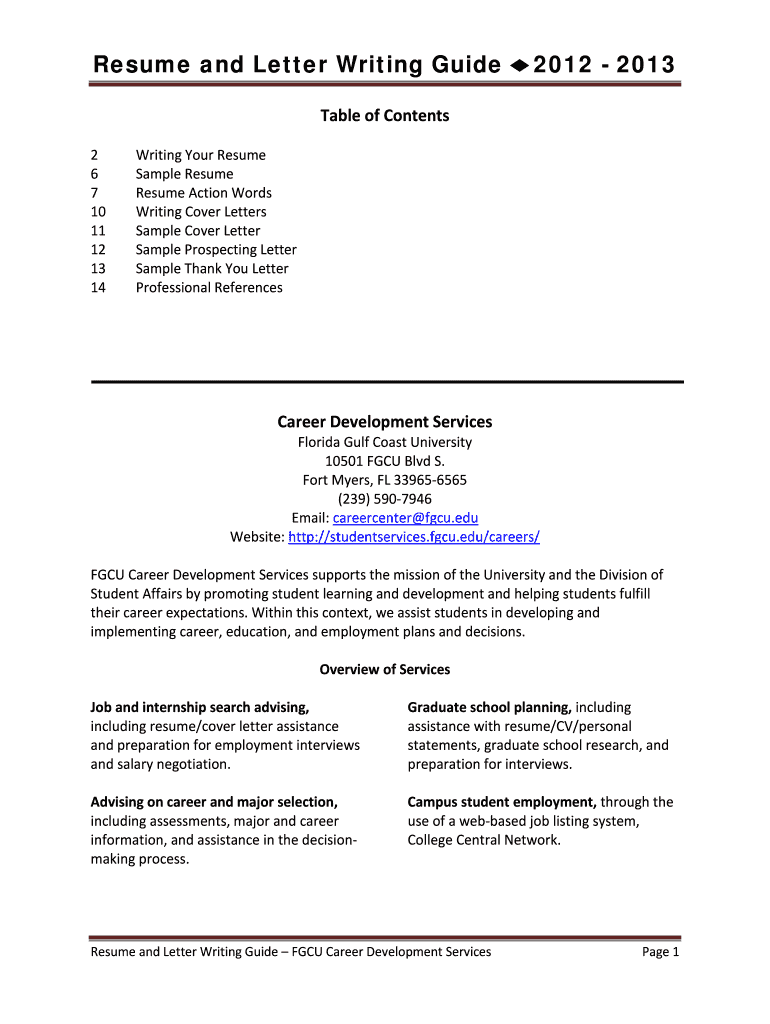 Fillable Online Resume and Letter Writing Guide Fax Email Print - pdfFiller