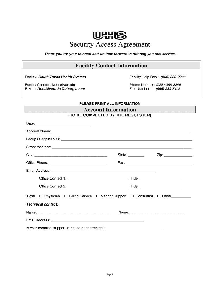 Fillable Online Security Access Agreement Fax Email Print - pdfFiller
