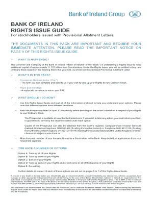 Fillable Online BANK OF IRELAND RIGHTS ISSUE GUIDE Fax Email Print ...
