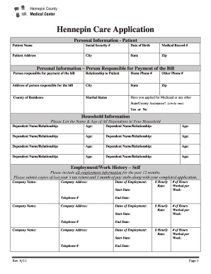 Fillable Online Hennepin Care Application Fax Email Print - pdfFiller