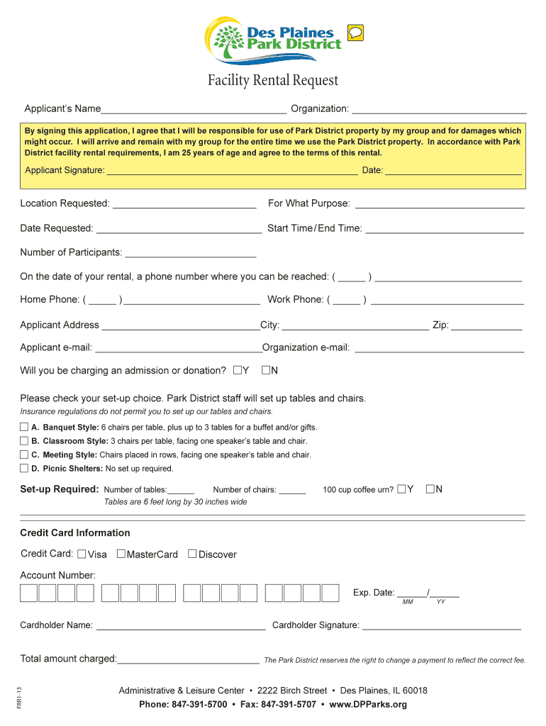 Fillable Online Facility Rental Agreement Fax Email Print - pdfFiller
