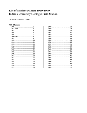 Fillable Online List of Student Names: 1949-1999 Fax Email Print ...