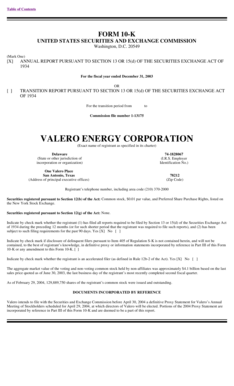 Fillable Online Form 10-K. - Valero Fax Email Print - pdfFiller