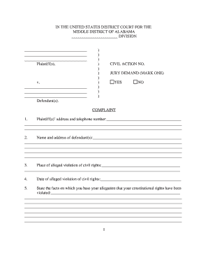 Fillable Online Instructions for Completing Civil Rights Complaint Form ...