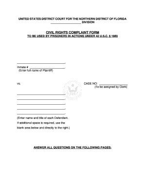 Fillable Online Civil Rights Complaint Form for Prisoners Fax Email ...