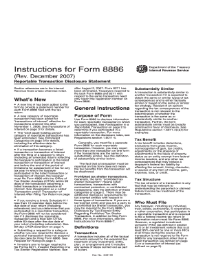 Fillable Online Instructions for Form 8886 (Rev. December 2007 ...