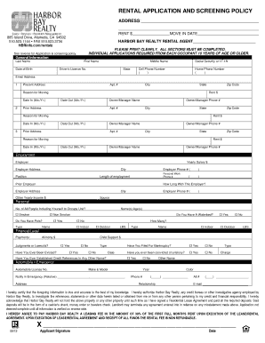 Fillable Online harbor bay realty rental lease sample form Fax Email ...
