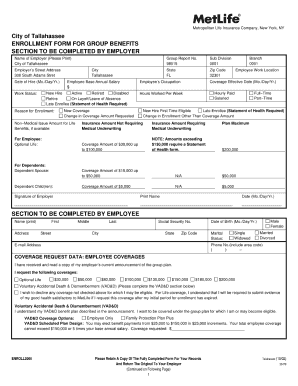 Fillable Online MetLife Change Request Form - City of Tallahassee Fax ...