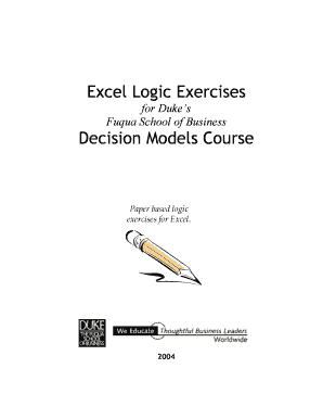 Fillable Online Excel Logic Exercises for Duke's Fuqua School of ...