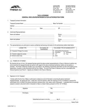 Fillable Online mesaaz Disclosure / Representation Authorization - City ...