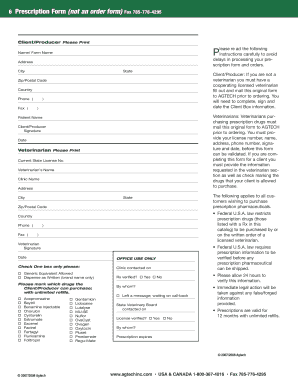 Fillable Online Prescription Drug Form - Agtech, Inc. Fax Email Print ...