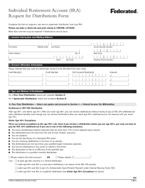 Fillable Online IRA Request for Distributions Fax Email Print - pdfFiller