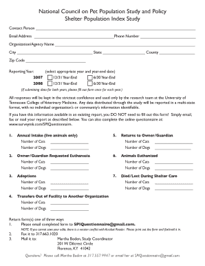 National Council On Pet Population Study And Policy Shelter ... - Fill ...