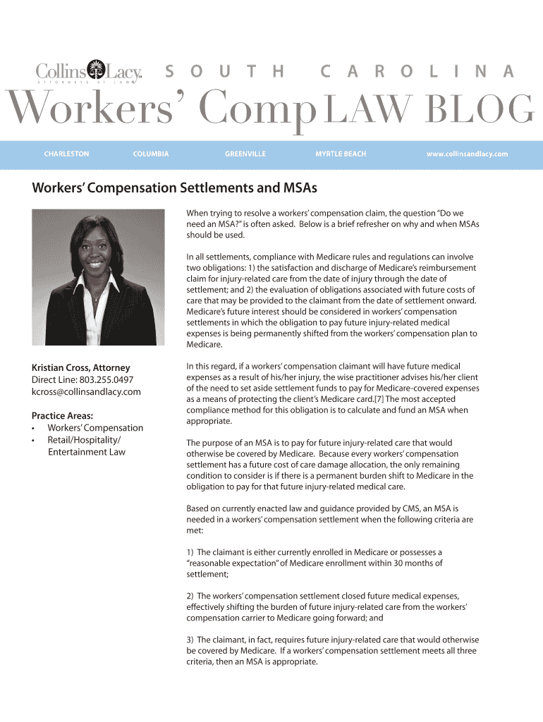 Fillable Online Workers’ Compensation Settlements and MSAs Fax Email ...