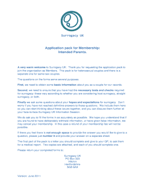 Surrogacy UK Application Pack For Membership: Intended Parents ...