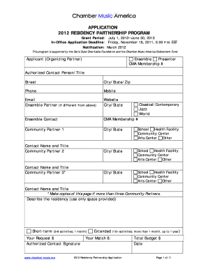 APPLICATION 2012 RESIDENCY ... - Chamber Music America - Chamber-music ...