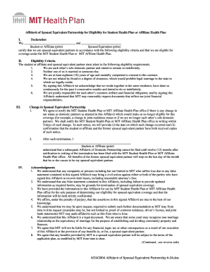 Fillable Online medweb mit Affidavit of Spousal Equivalent Partnership ...