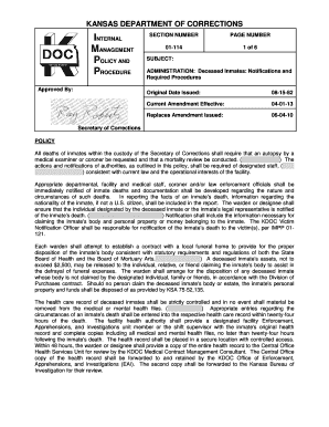 Fillable Online doc ks Chapter 1 Kansas Department of Corrections - doc ...