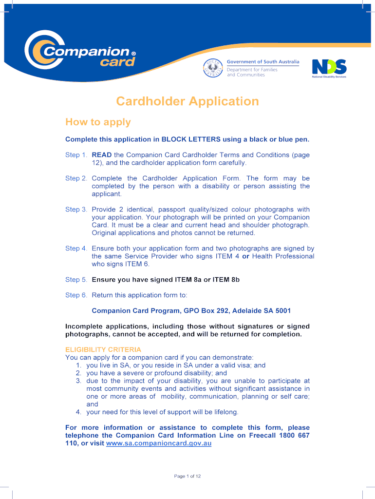 Fillable Online Companion Card Application Fax Email Print - pdfFiller