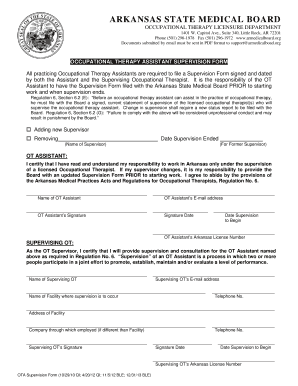 Fillable Online armedicalboard ota supervision form arkansas Fax Email ...
