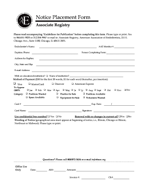 Fillable Online aae Notice Placement Form - aae Fax Email Print - pdfFiller