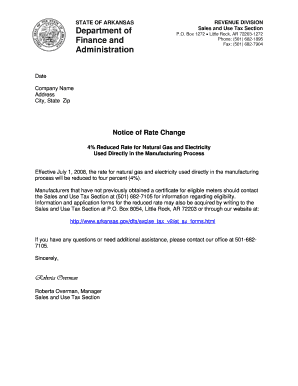 Fillable Online Notice of Rate Change Fax Email Print - pdfFiller