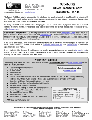 Fillable Online Out-of-State Driver License/ID Card Transfer to Florida ...