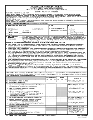 Fillable Online PRESEPARATION COUNSELING CHECKLIST FOR ACTIVE COMPONENT ...