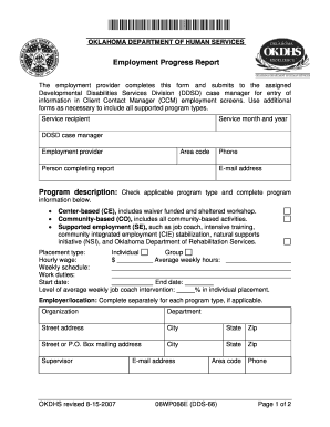 Fillable Online okdhs Form 06WP066E (DDS-66) - Oklahoma Department of ...