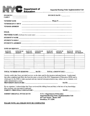Fillable Online schools nyc Form Invoice for Vendors and Providers ...