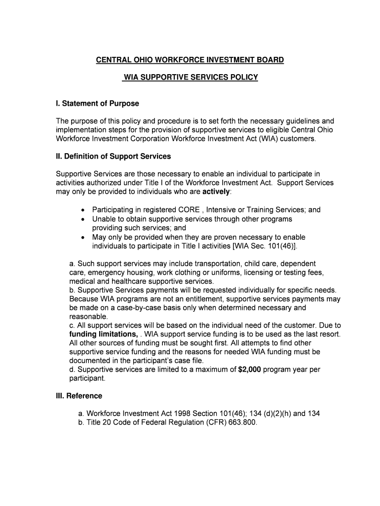 Fillable Online Supportive Services Policy and Procedure Fax Email ...