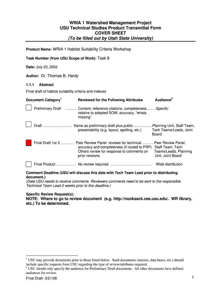 Fillable Online WRIA 1 Watershed Management Project Fax Email Print ...