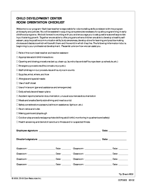Fillable Online Room Orientation Checklist Fax Email Print - pdfFiller