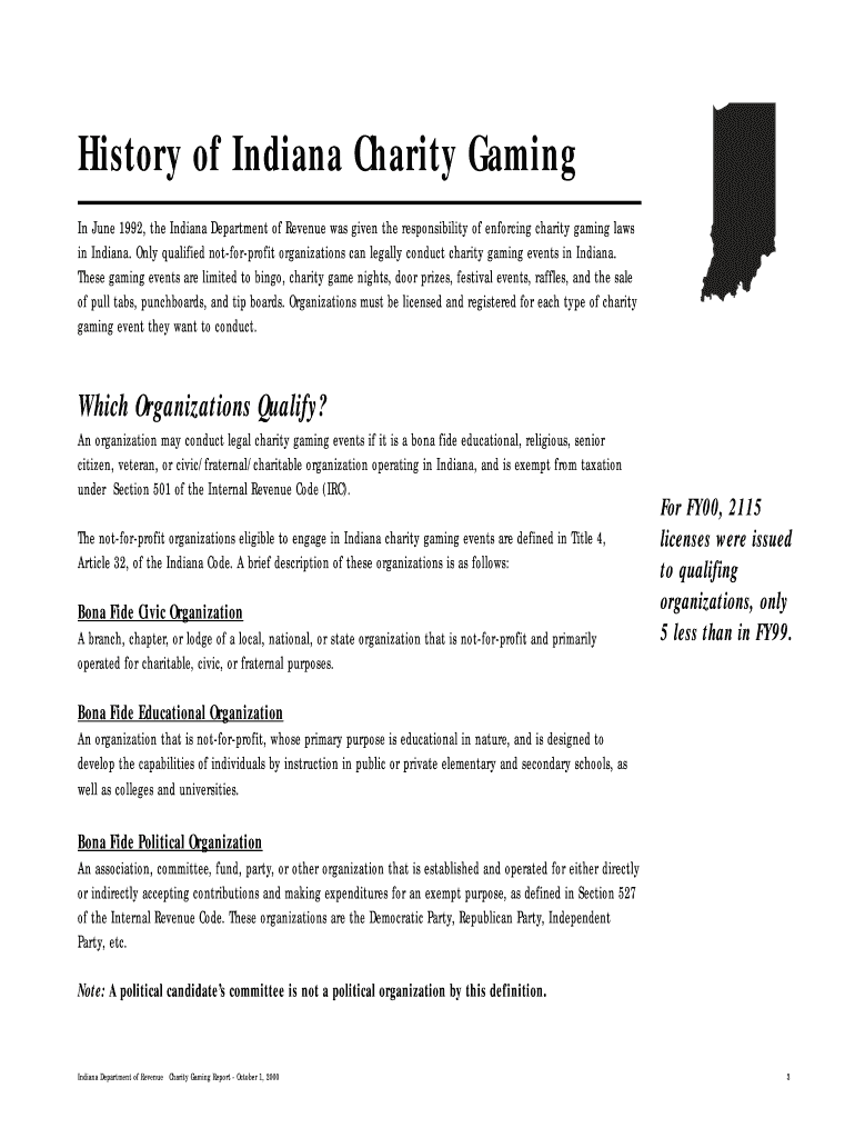 History of Indiana Charity Gaming: Fill out & sign online | DocHub